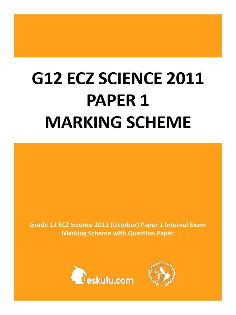 G12 Science Paper 1 2011 Marking Scheme | PDF