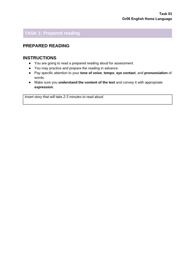 Gr6 Prepared Reading Assessment Guide | PDF