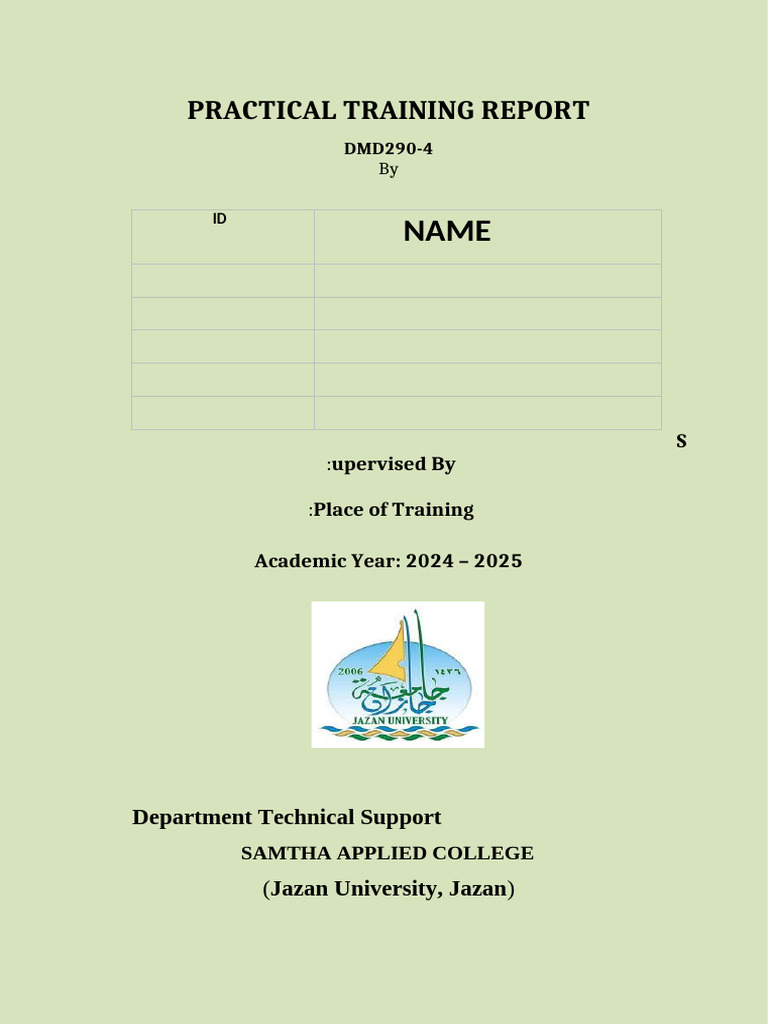 DMD290-4 Practical Training Report | PDF
