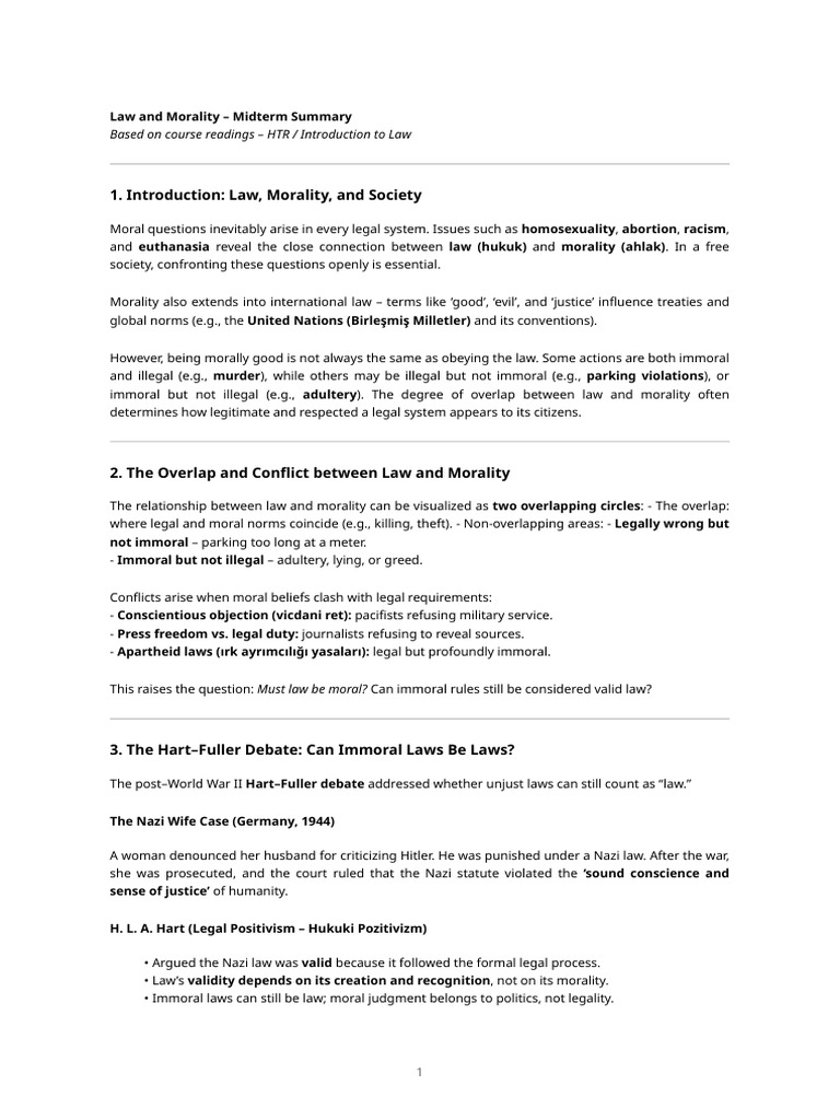 Law and Morality Summary | PDF | Natural Law | Human Rights