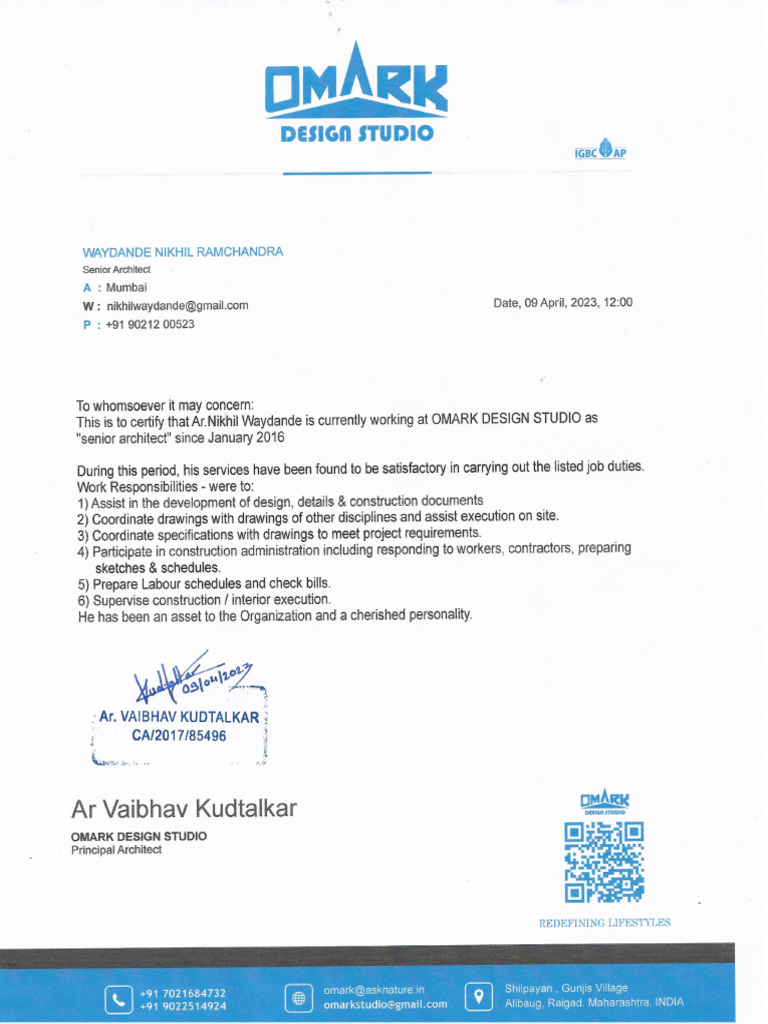 Nikhil@Omark Letter | PDF