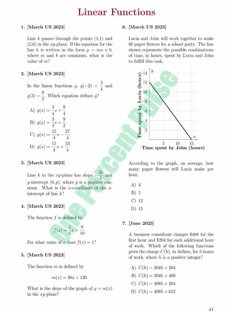 Linear Functions | PDF