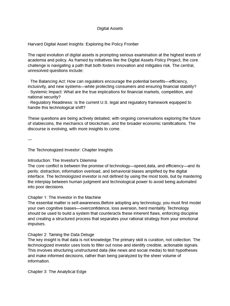 Digital Assets: Policy and Investor Insights | PDF | Cryptocurrency ...