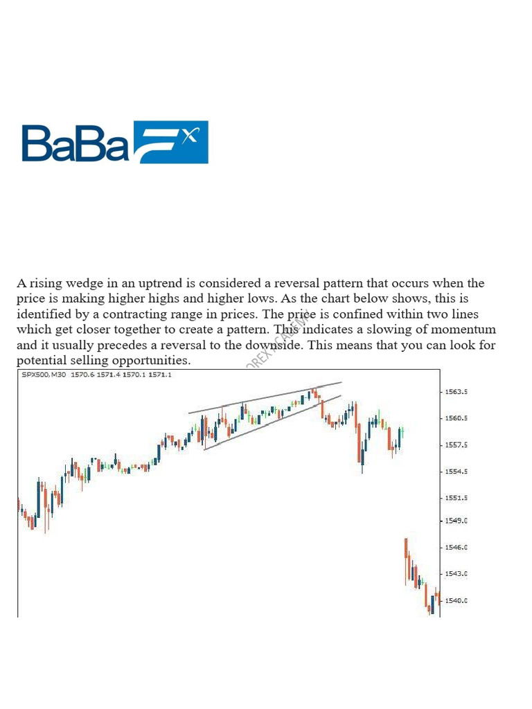 Identifying The Rising Wedge Pattern in An Uptrend | PDF
