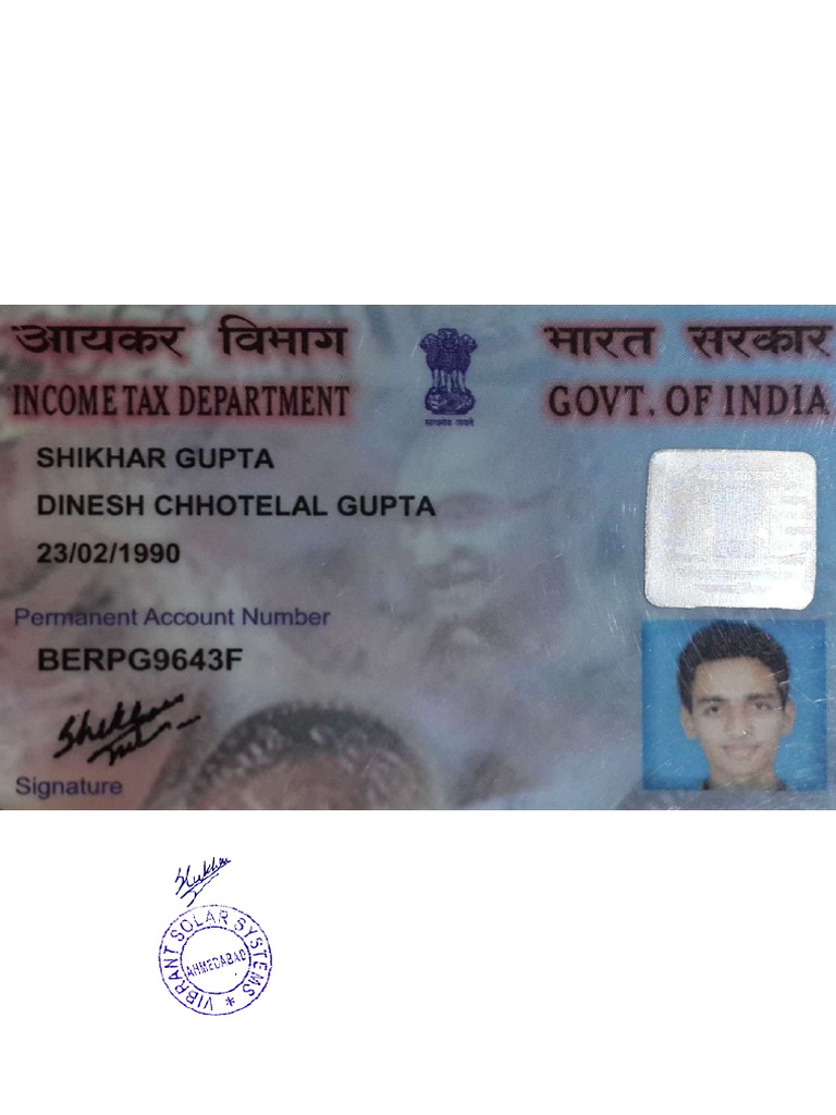 Shikhar Gupta Pan Card (1) - Output | PDF