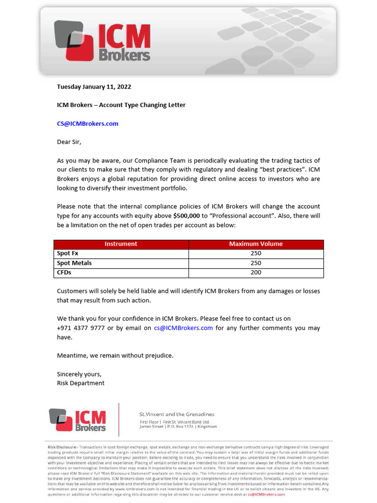 Account Type Changing Letter | PDF
