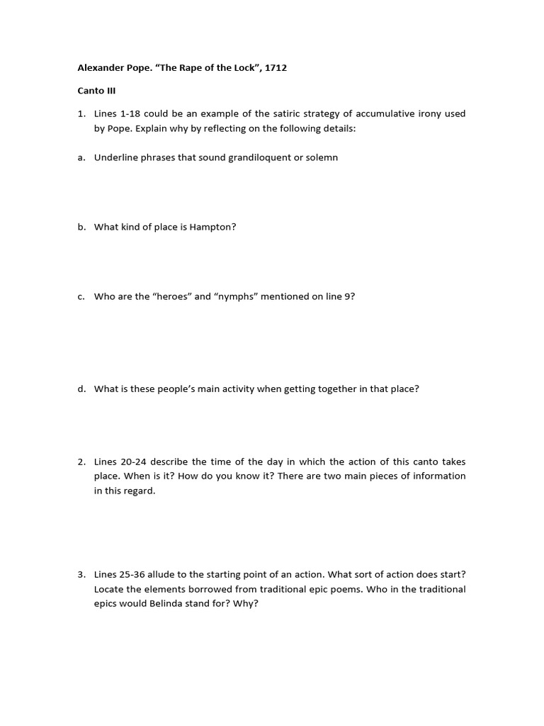 Practice 2 The Rape of The Lock | PDF