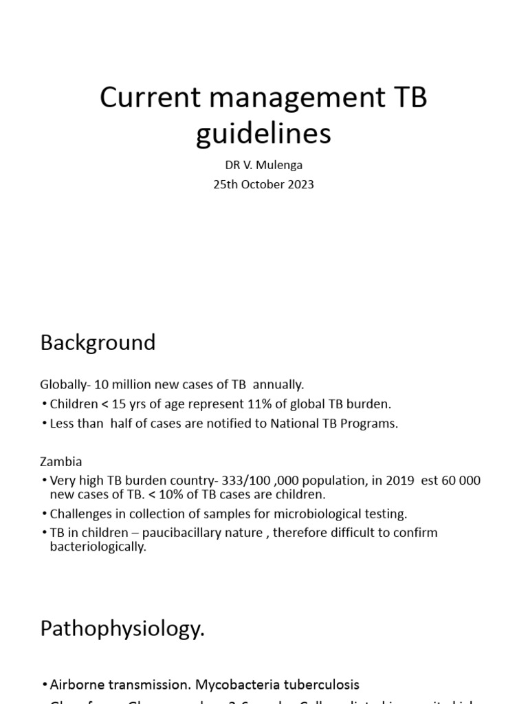 Management Guidelines for TB in Children | PDF | Tuberculosis | Pneumonia