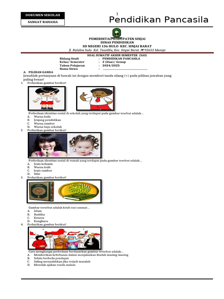 Soal Pat Pend. Pancasila 2024 | PDF