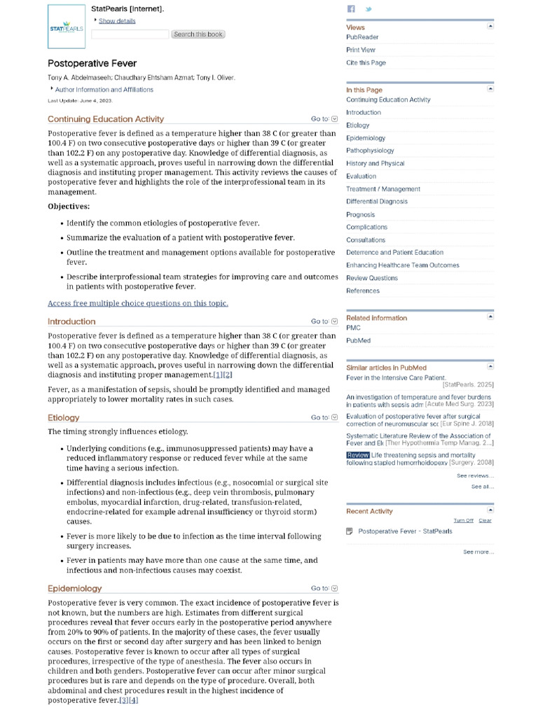 Causes of Acute Fever NCBI | PDF