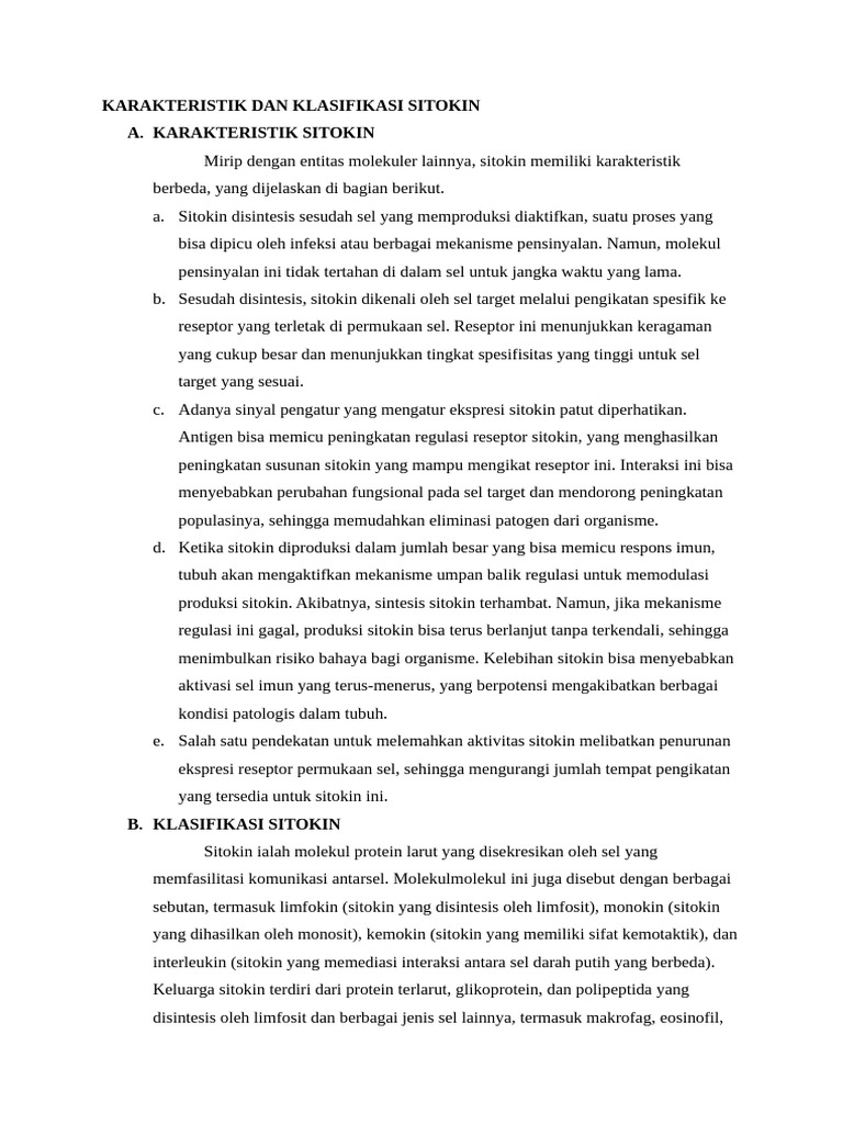 Karakteristik dan Klasifikasi Sitokin | PDF