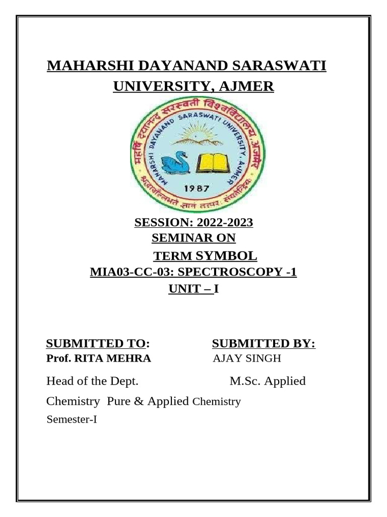 Term symbol chemistry | PDF | Atomic Orbital | Spin (Physics)