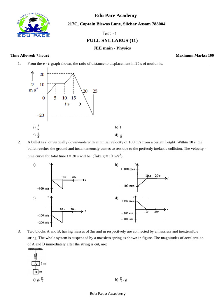JEE Main Physics & Chemistry Syllabus | PDF | Acceleration | Gases