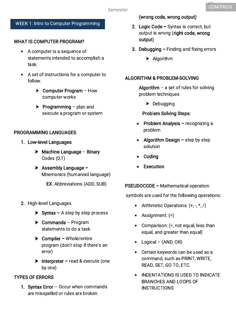 Introduction to Computer Programming | PDF | Computer Program | Programming