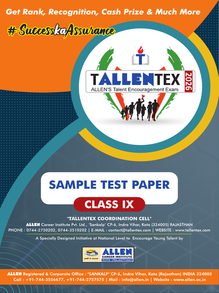 Sample Paper Tallentex Class 9th | PDF | Force | Gravity