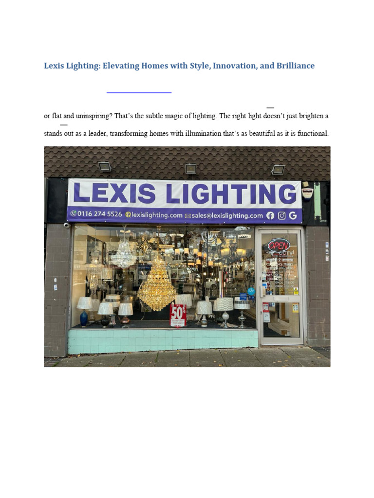 Lexis Lighting: Transforming Home Spaces | PDF | Lighting | Interior Design