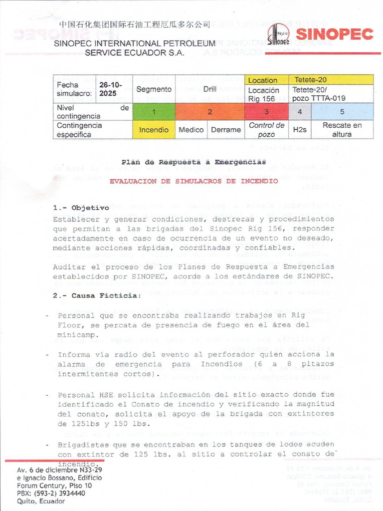 Simulacro de Contra Incendio 20251026 | PDF