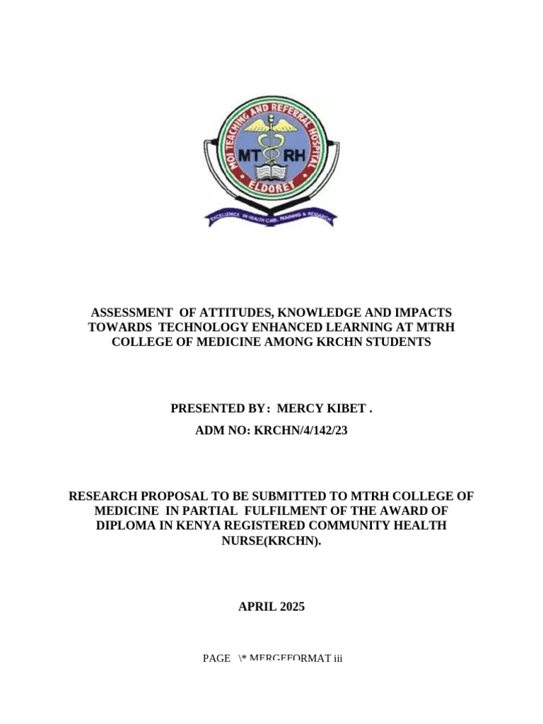 Mercy Kibet Resaerch Proposal | PDF | Educational Technology | Sampling (Statistics)