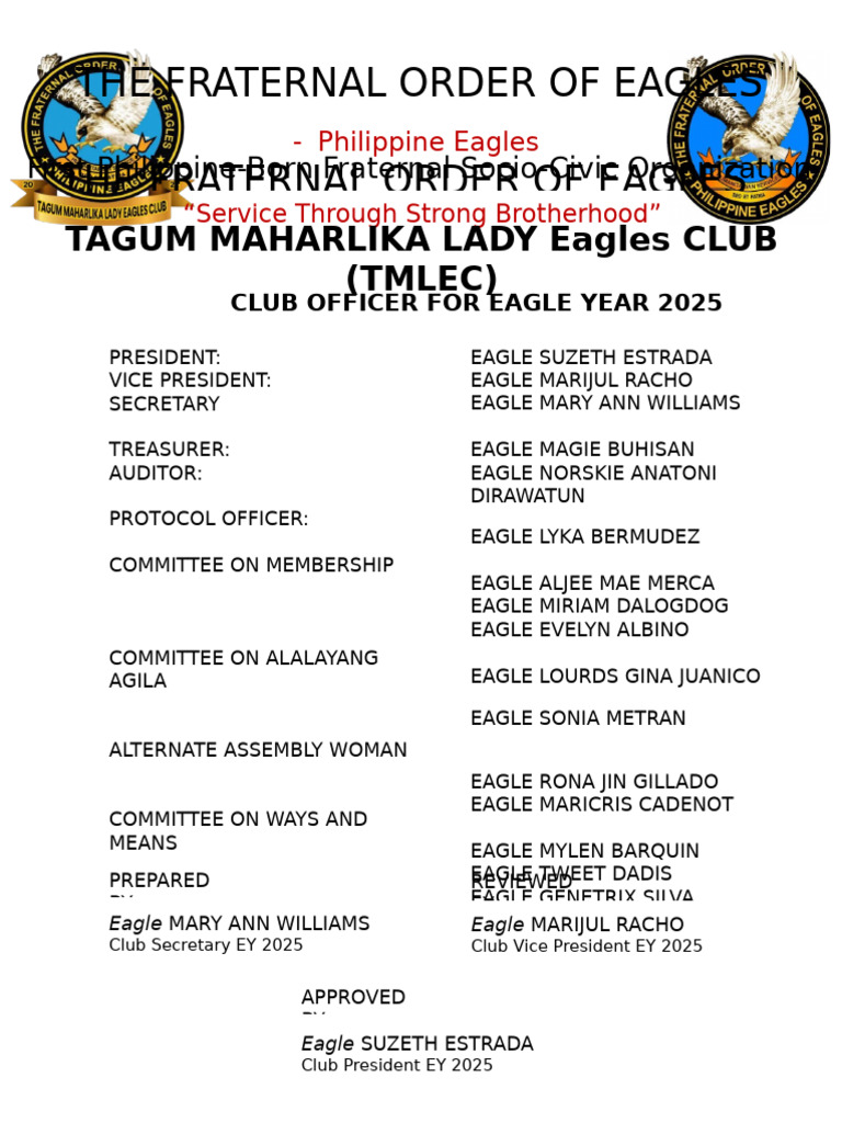 Tagum Maharlika Lady Eagles Club | PDF