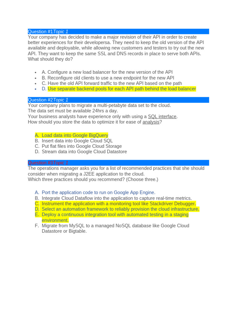 GCP Dump by David With Answers | PDF | Cloud Computing | Databases
