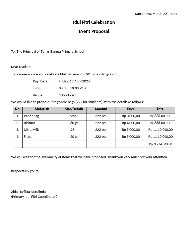 Idul Fitri Proposal | PDF
