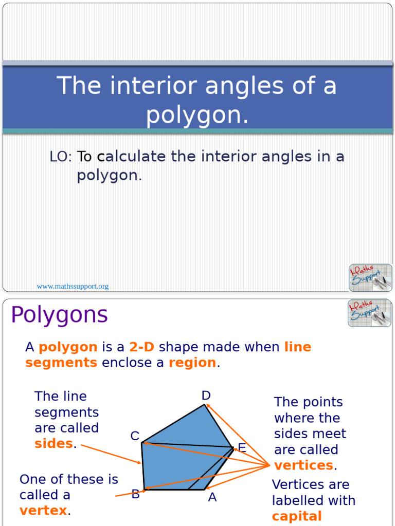E5 21 The Interior Angles of A Polygon | PDF | Polygon | Triangle
