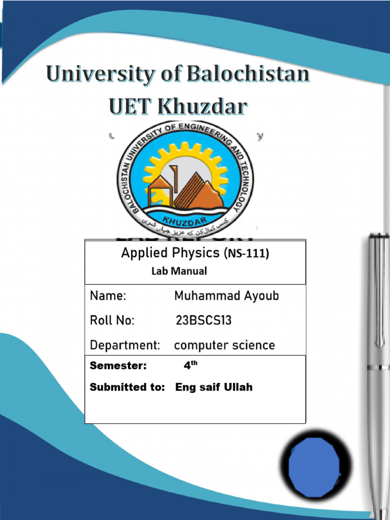Applied Physics Lab Manual for CS Students | PDF | Photoelectric Effect ...