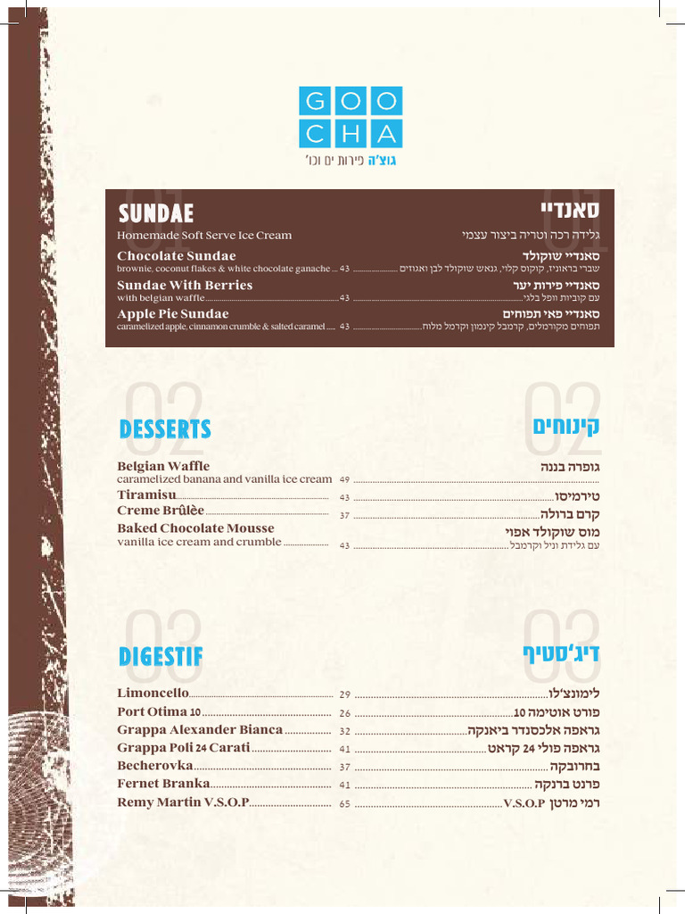 Desserts Menu | PDF