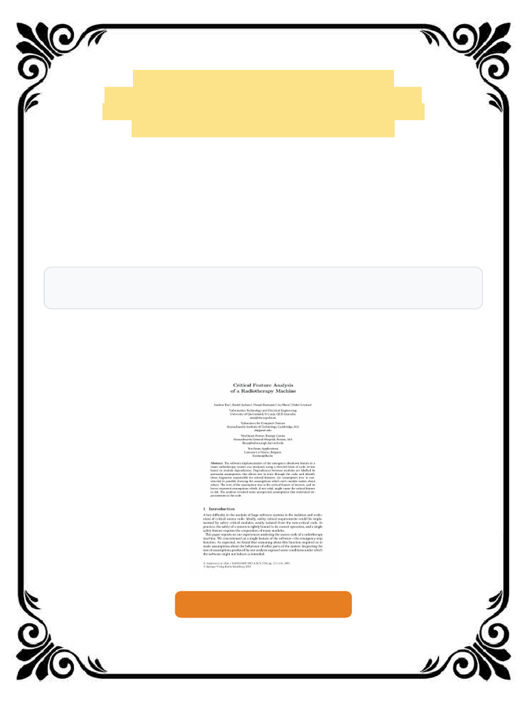 LNCS 2788 Critical Feature Analysis of a Radiotherapy Machine 1st ...