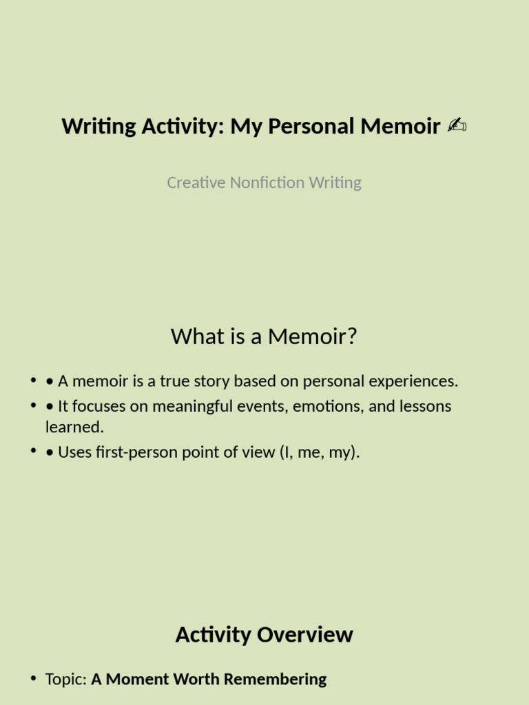 Crafting Your Personal Memoir | PDF