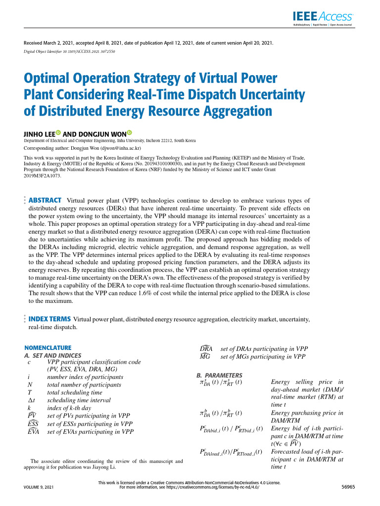 Optimal Operation Strategy of Virtual Power Plant Considering Real-Time Dispatch Uncertainty of ...
