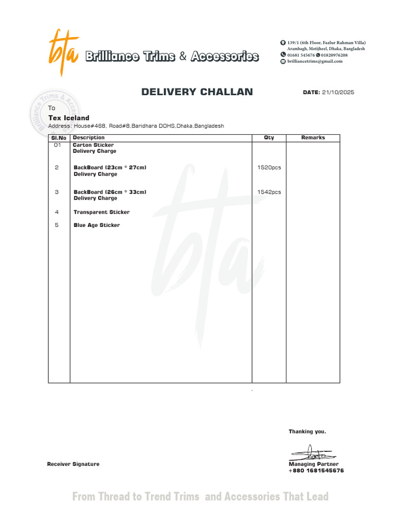 Delivery Challan | PDF