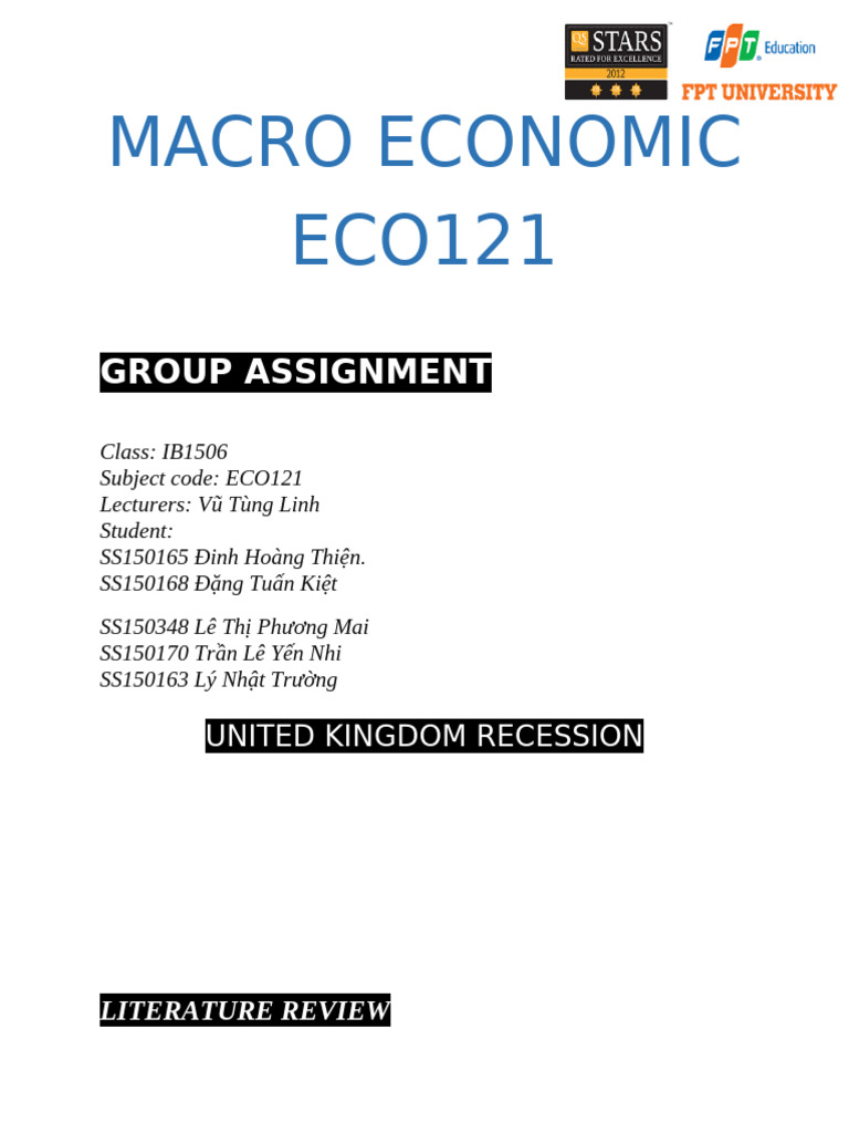 IB1506 ECO121 Group Assignment England Recession | PDF | Recession ...