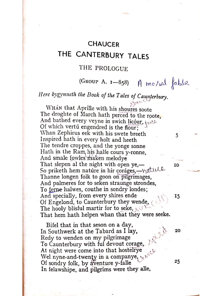 Chaucer The Canterbury Tales The Prologue | PDF