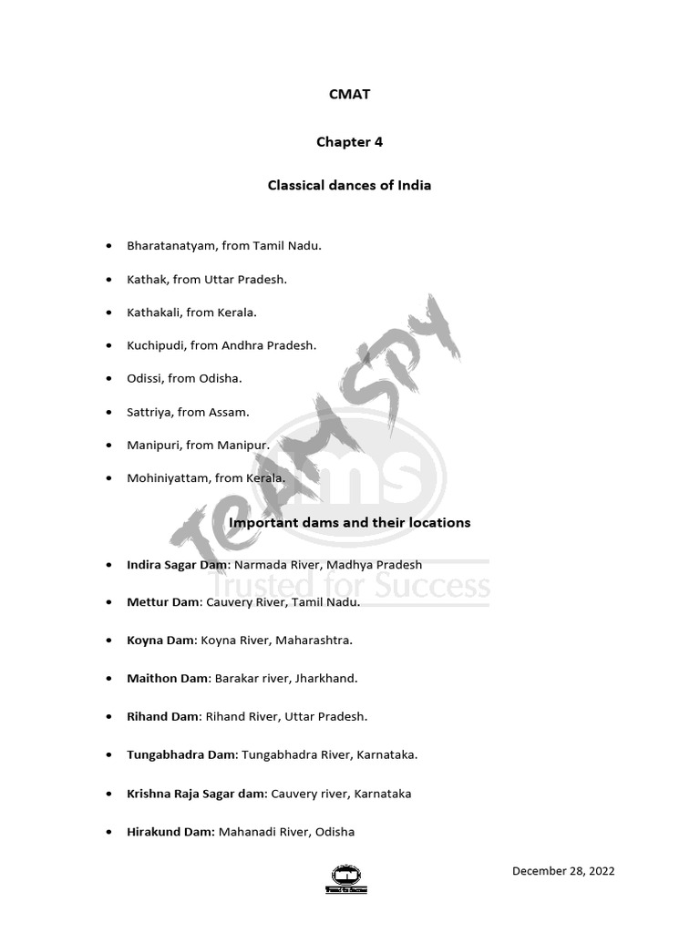 Classical Dances and Key Events 2022 | PDF