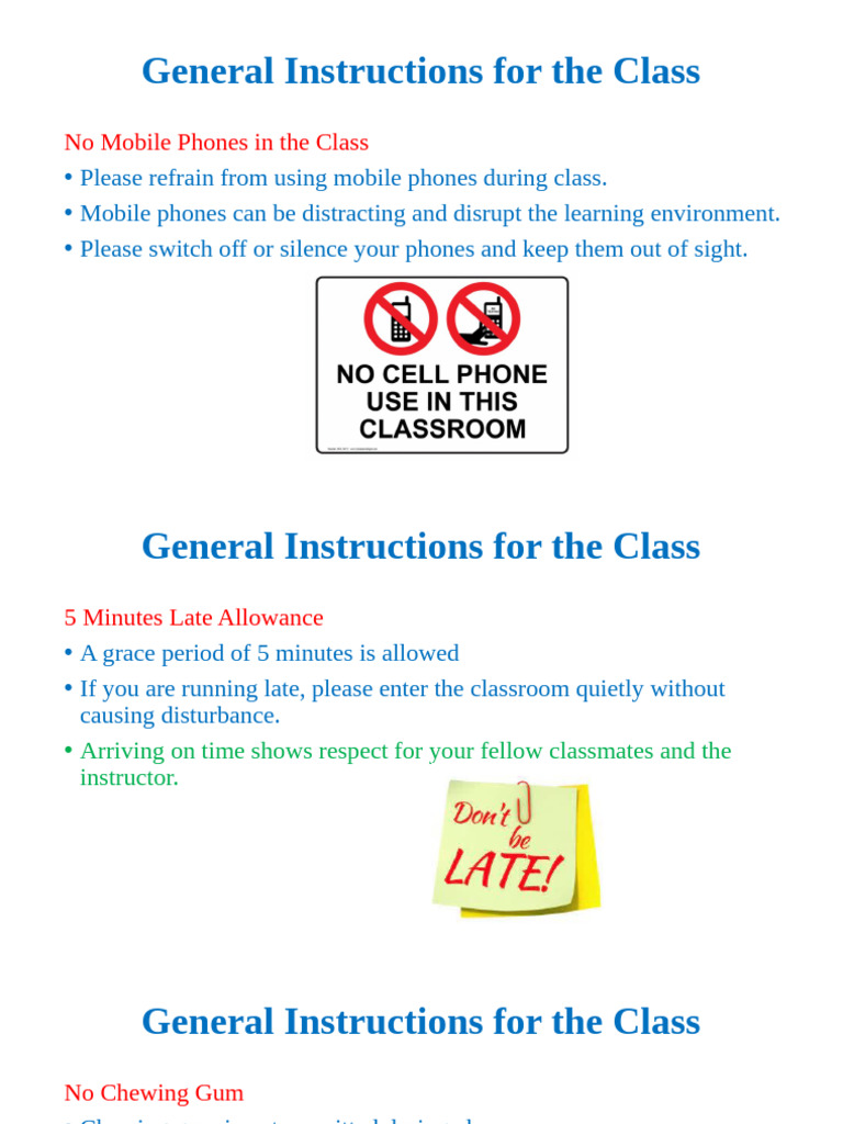 01 - General Instructions For The Class | PDF