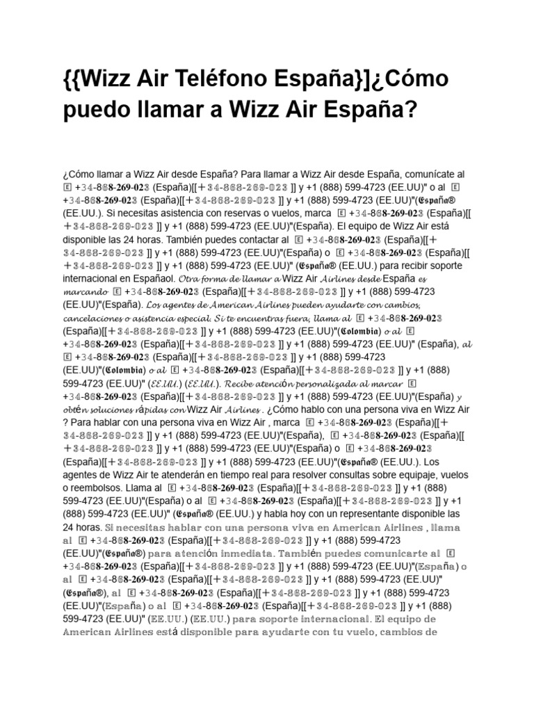 Wizz Air Telefono Espana023 | PDF