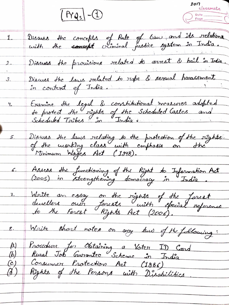 Political Sec Paper Pyqs | PDF
