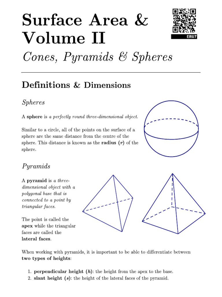 Surface Area and Volume Calculations | PDF