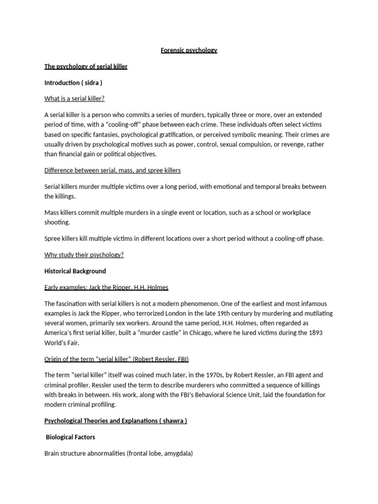 Forensic Psychology Presentation | PDF | Serial Killer | Offender Profiling