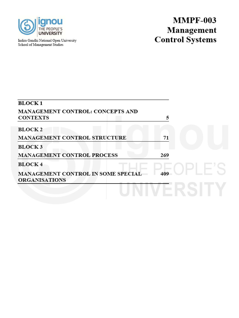 Control MGMT Systems | PDF | System | Goal