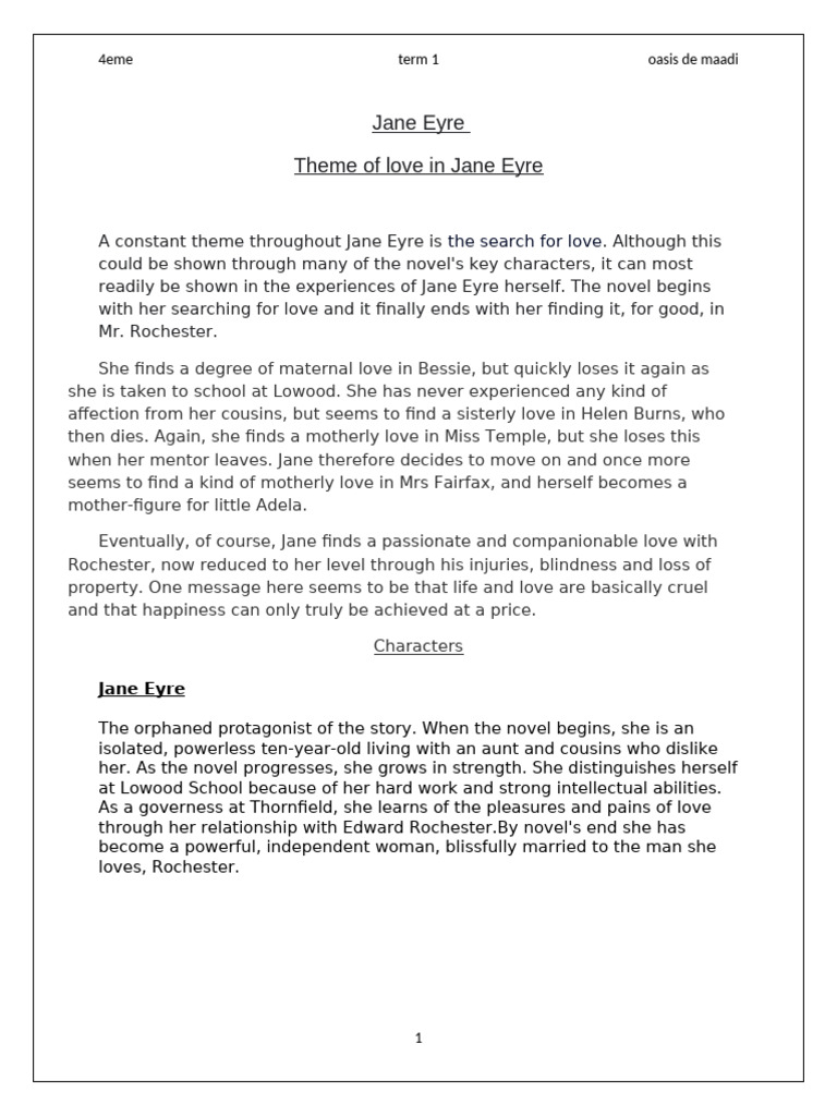 A Constant Theme Throughout Jane Eyre Is | PDF | Jane Eyre