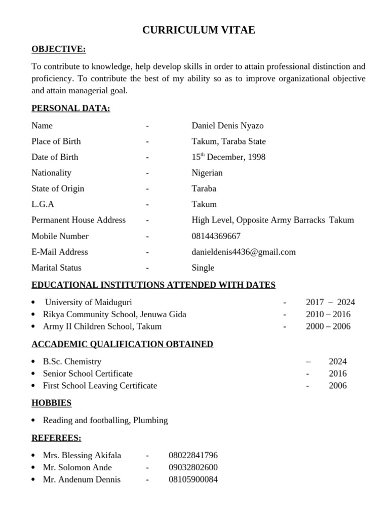 Daniel Nyazo's Professional CV | PDF