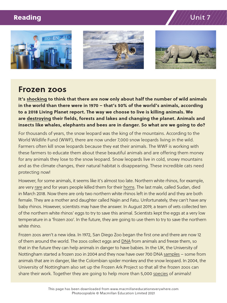 A2 U7 Accessible Reading | PDF | Zoo | Zoology