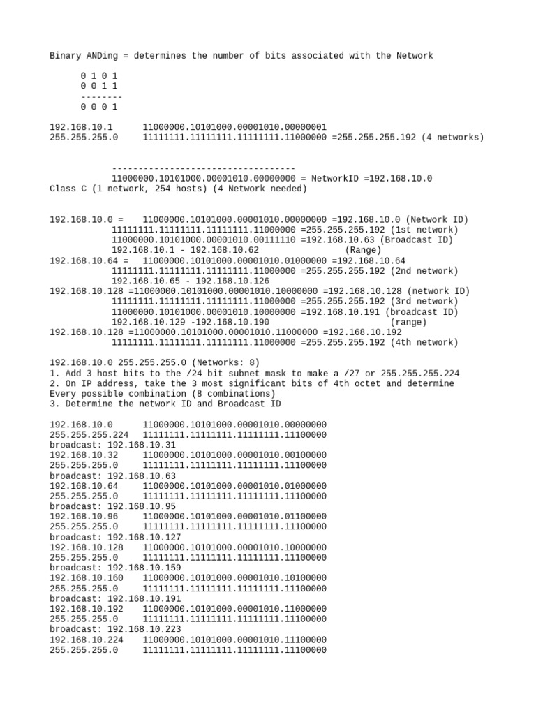 Class C Subnetting Example | PDF | Internet Protocols | Computer ...