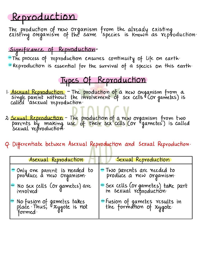How Do Organisms Reproduce Notes | PDF