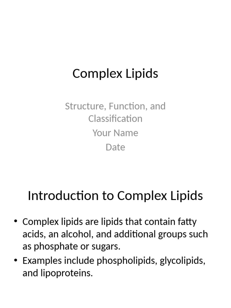 Complex Lipids Structure Function Classification | PDF