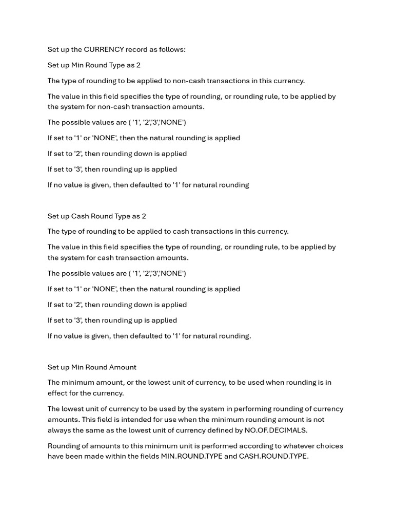 R25 Common How To Set Up Rounding Down Rules For Specific Currency | PDF