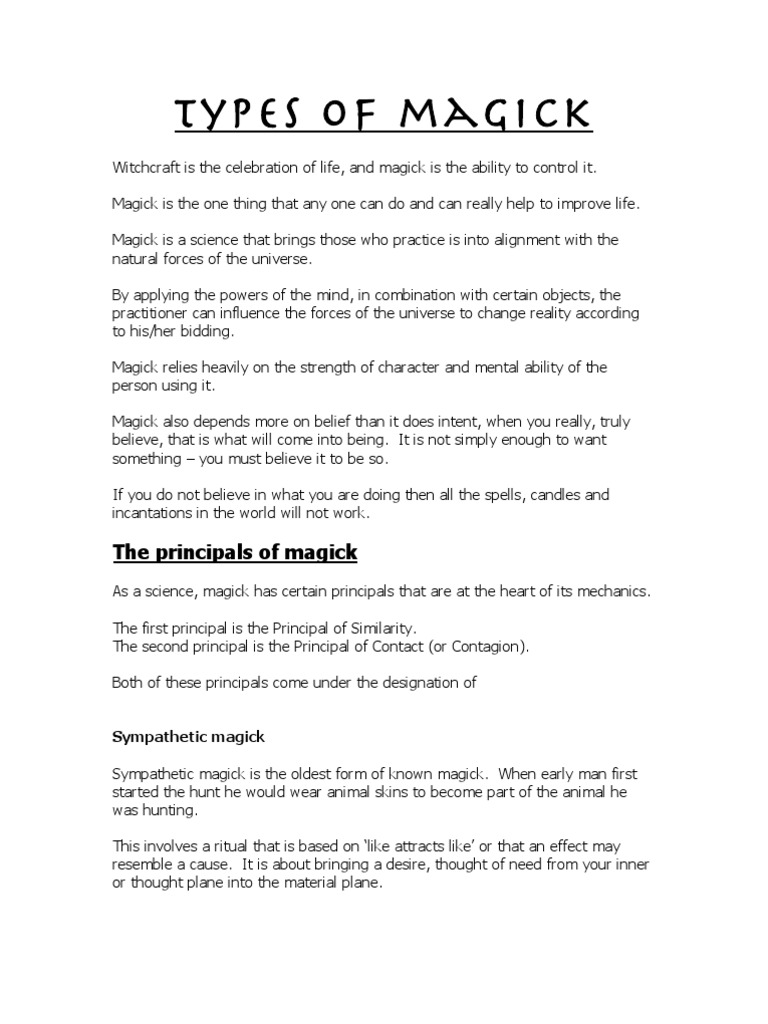 Types of Magick | PDF | Haitian Vodou | Magic (Paranormal)
