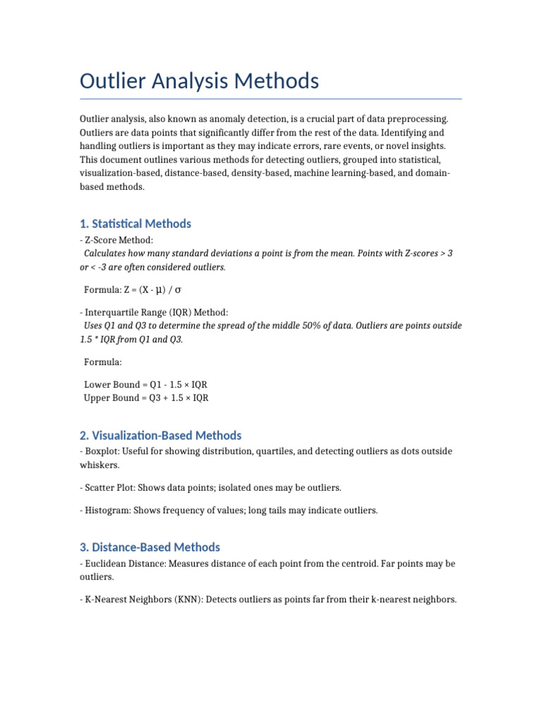 Outlier Analysis Methods | PDF | Outlier | Scientific Method